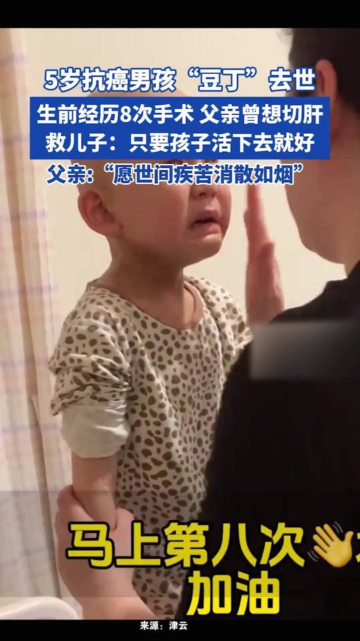 5岁抗癌男孩“豆丁”去世,生前经历8次手术,父亲曾想切肝救儿子