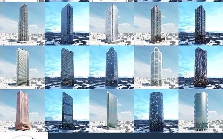 C4D MAX OBJ FBX摩天大楼高楼大厦写字楼建筑楼房三维模型