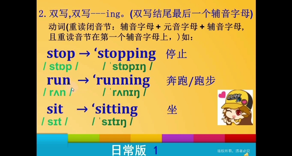 轻松学会动词 ing规则 自然拼读