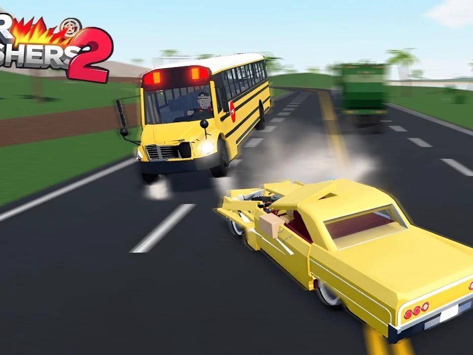 Roblox撞车模拟器:驾驶玻璃校车体验四倍速翻车! #游戏