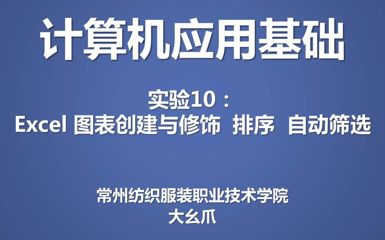计算机应用基础实验10-Excel 图表创建与修饰 排序 自动筛选-大幺爪
