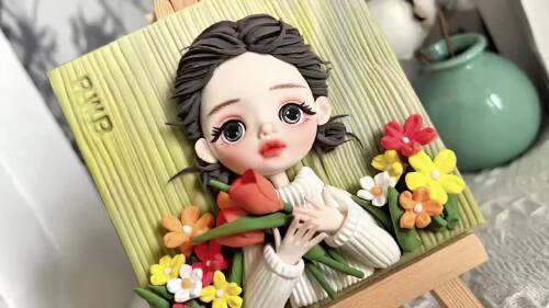粘土插画女孩制作过程粘土教程超轻粘土教程超轻粘土相框