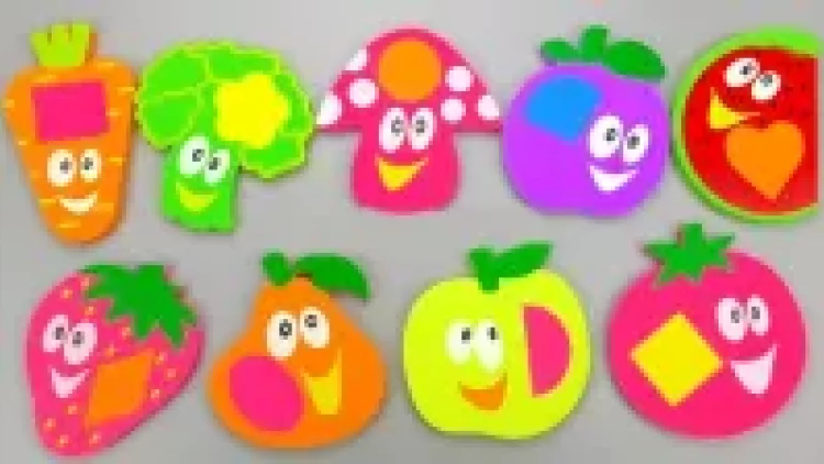 玩水果蔬菜拼图学习几何图形