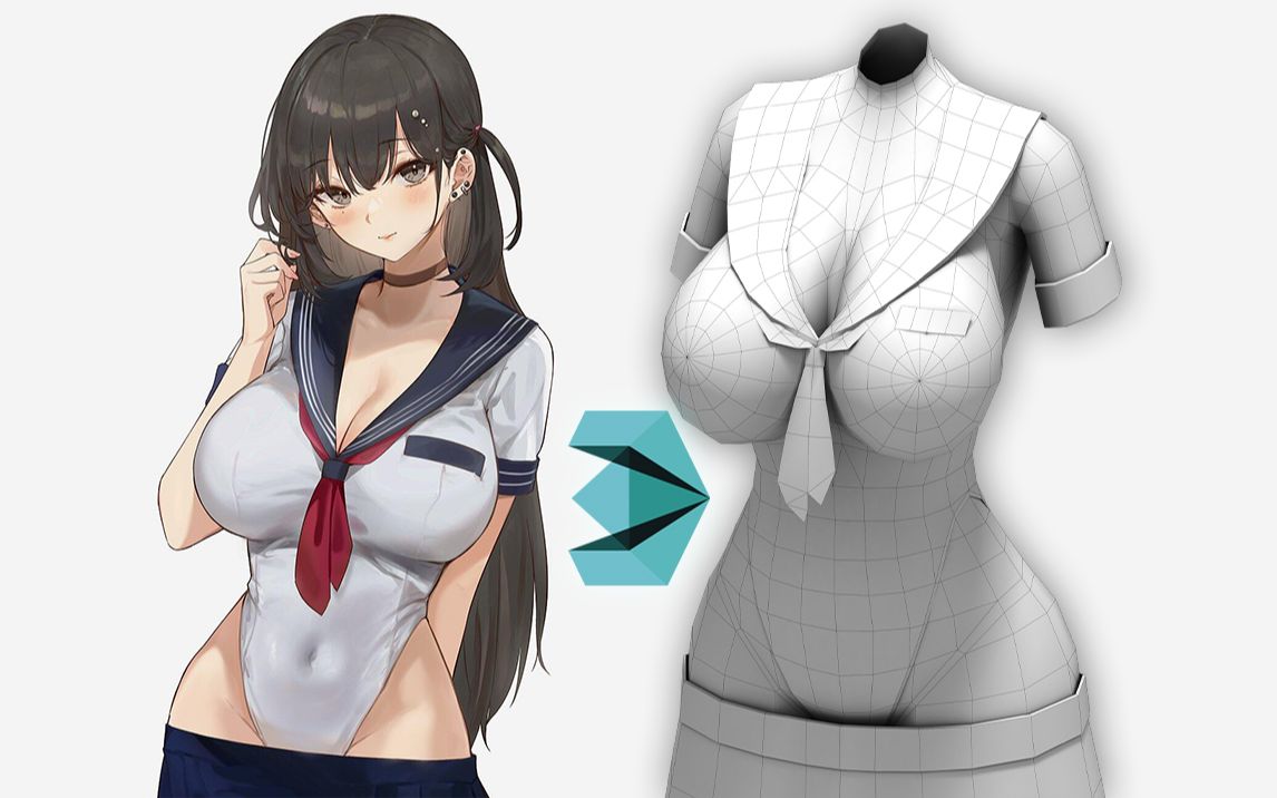 【3D】车速搞起来!往大了冲!3Dmax二次元制服女性人物角色建模教程!