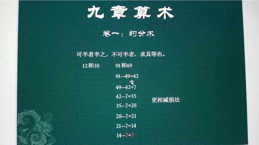 九章算术:约分术