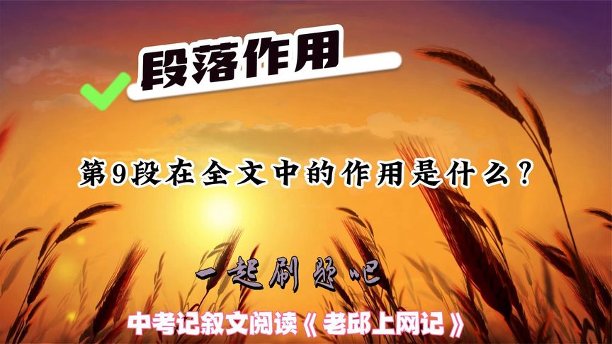 中考语文考试答题技巧记叙文阅读结尾段作用《老邱上网记》.mp4