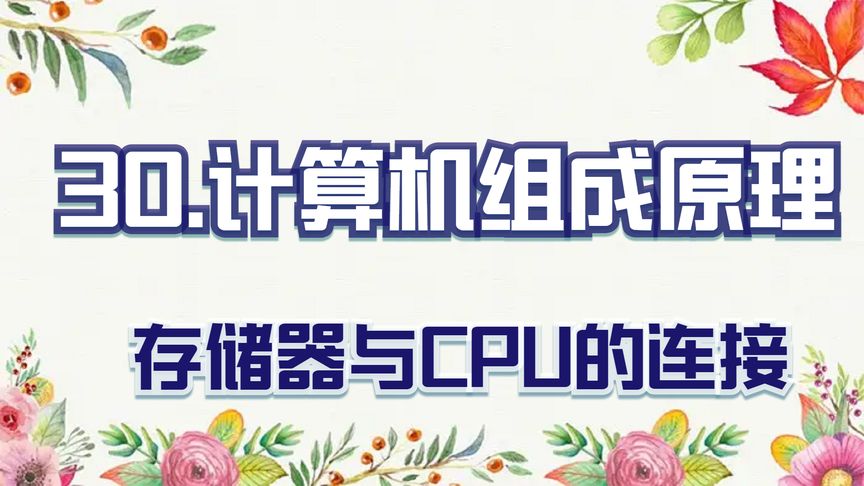 30.计算机组成原理 -存储器与CPU的连接【转载】