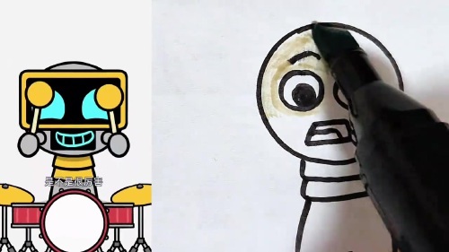 1845. 快乐机器人来了,创意简笔画,一起学画画,儿童画