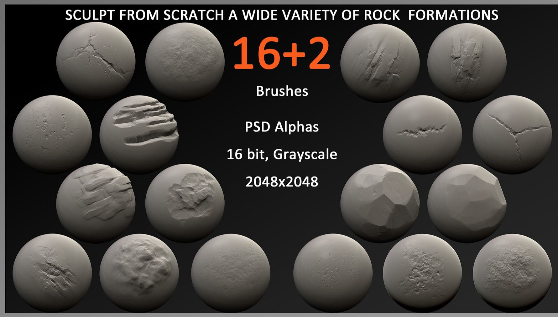 第26期: Zbrush石头岩石雕刻笔刷zbp画笔ztl模型ZB地形地面裂缝细节...