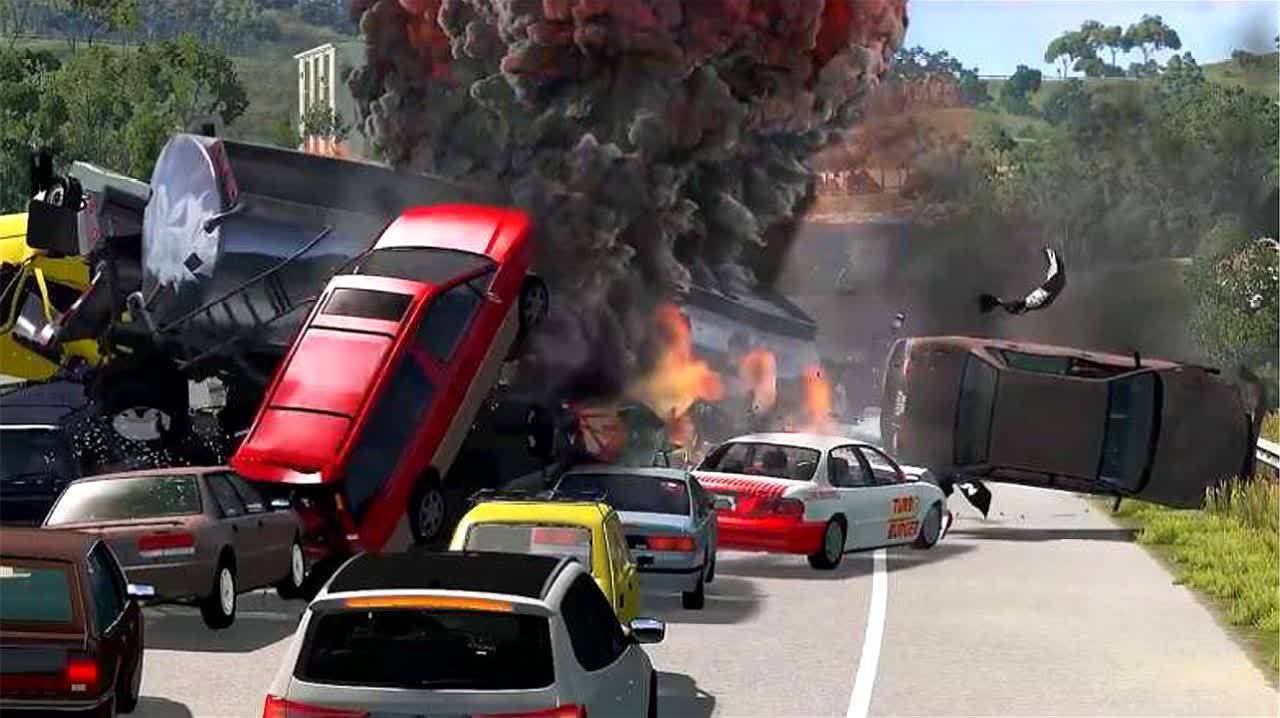 油罐车爆炸后威力有多大?3D动画演示全程,场面极度失控