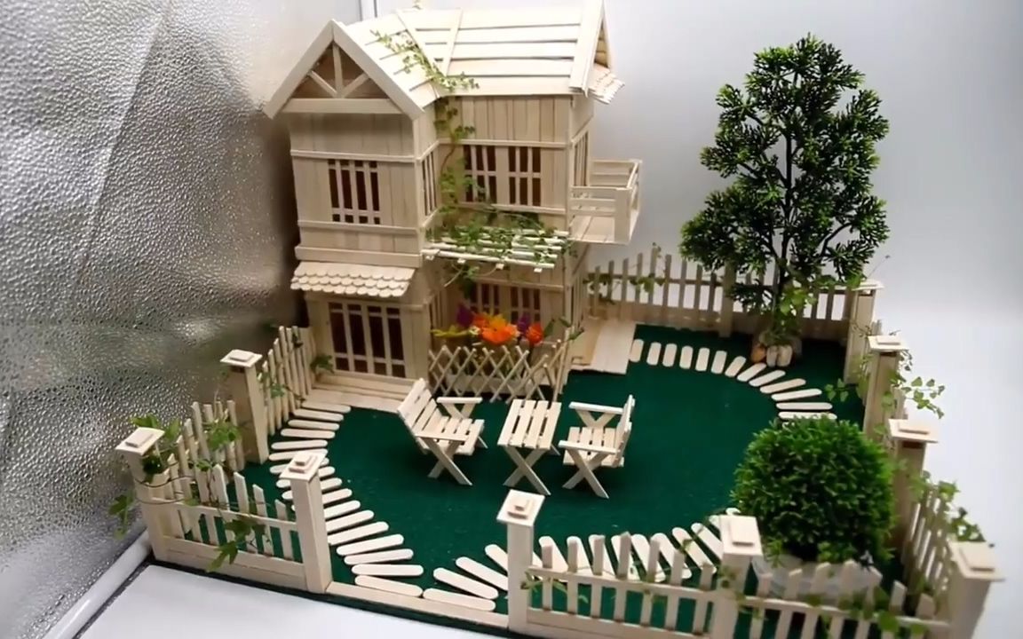 【AC】用冰棒棍制作别墅花园
