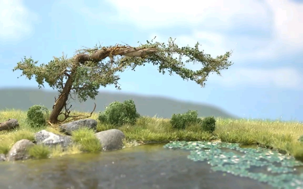 【微缩场景模型制作教程】小池塘微缩场景模型制作教程。国外大神的...