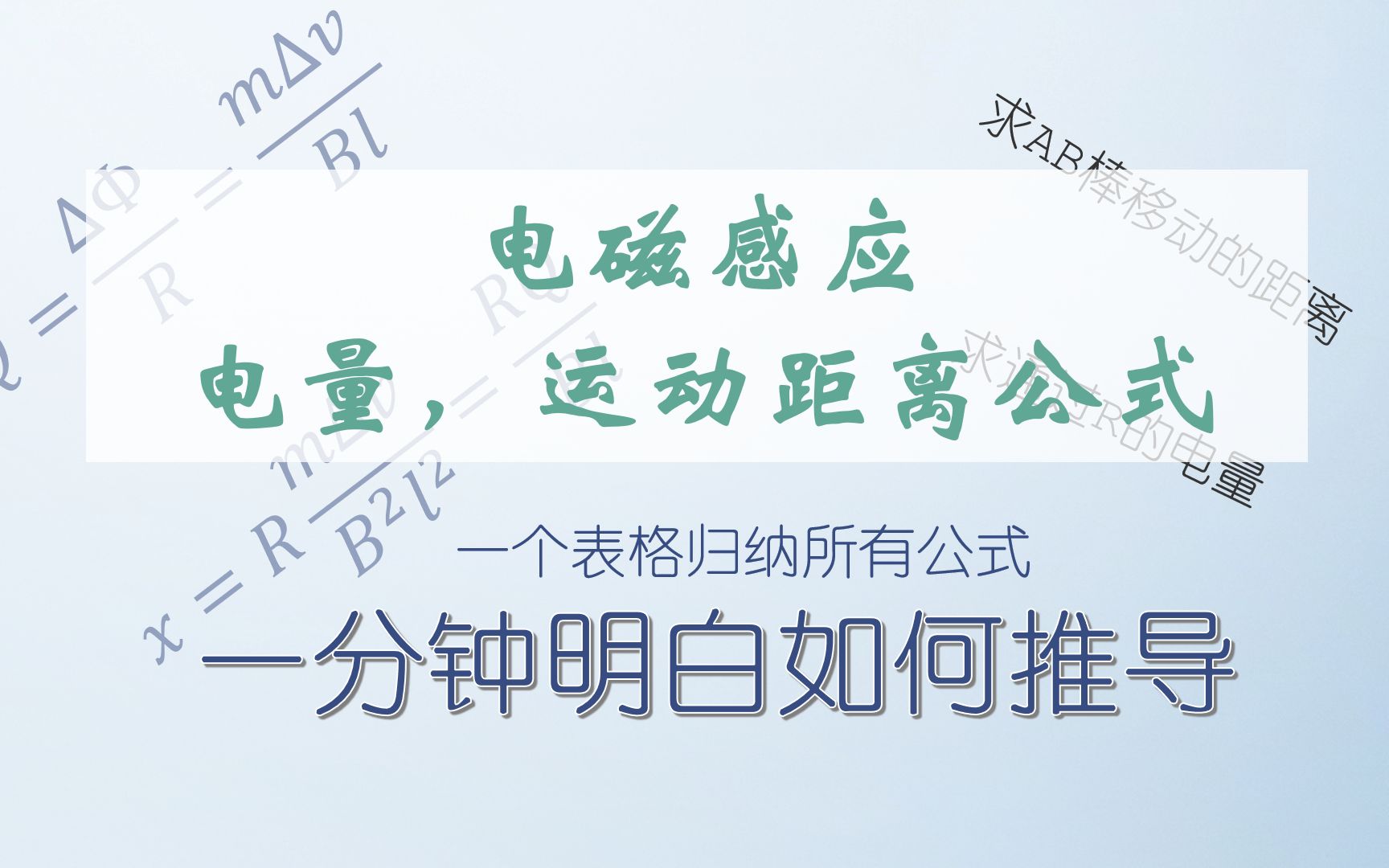 一分钟明白如何推导电磁感应电量和运动距离公式