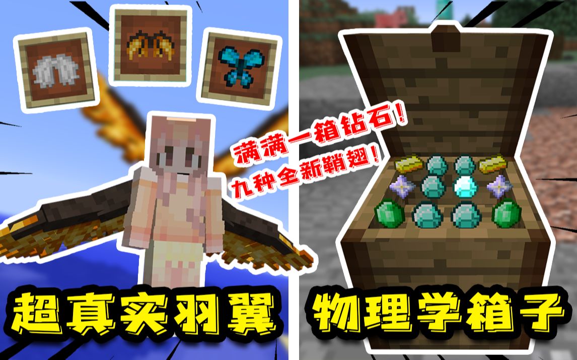 我的世界:物理学箱子?超真实鞘翅! 九种全新鞘翅和各种厨具!