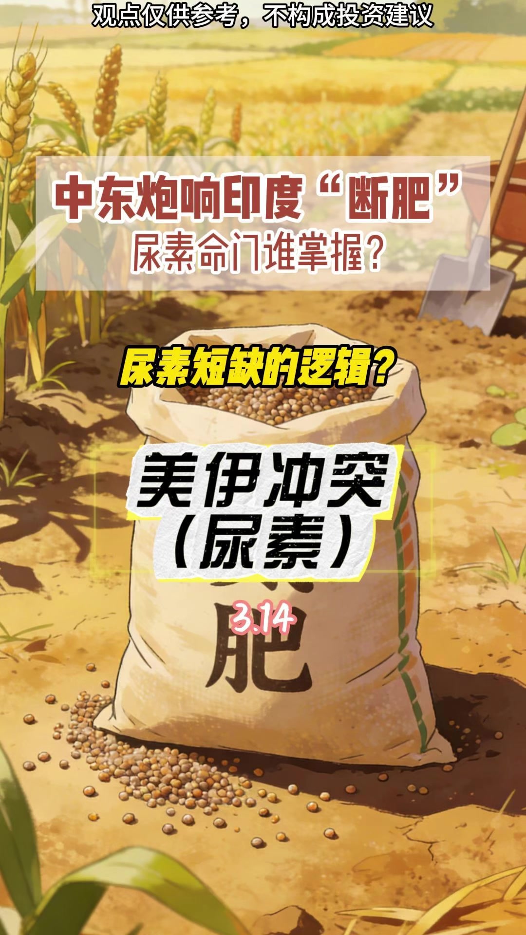 中东炮响印度“断肥” 尿素命门谁掌握? 尿素短缺的逻辑?#化肥 #...