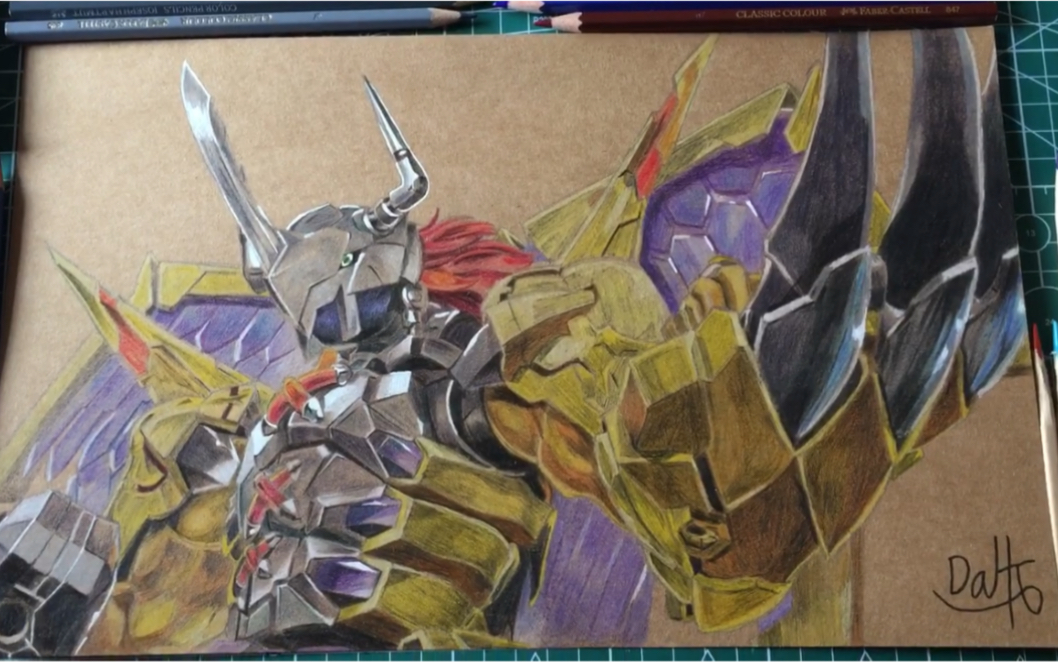 彩铅手绘·战斗暴龙兽EX