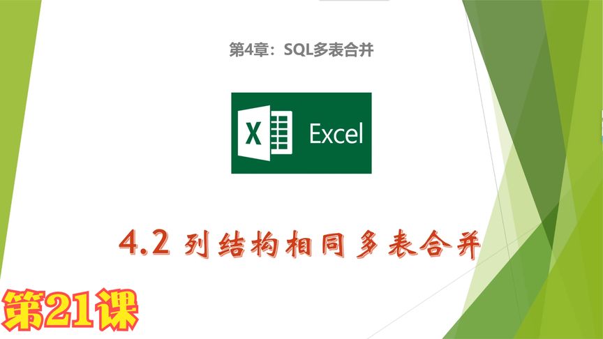 EXCEL SQL第21课:《列结构相同多表合并》入门新手教程语句命令