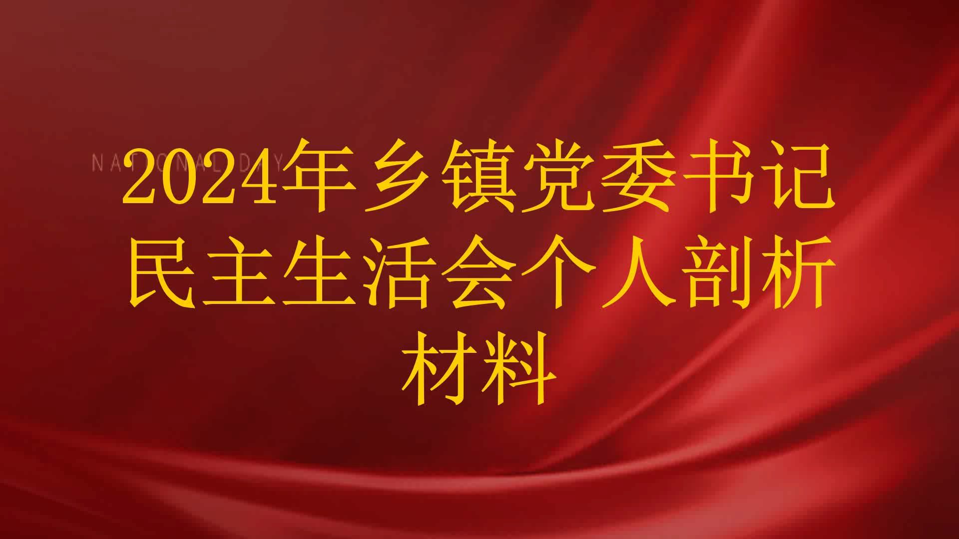 2024年乡镇党委书记民主生活会个人剖析材料