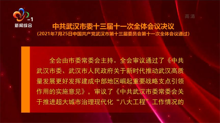 中共武汉市委十三届十一次全体会议决议