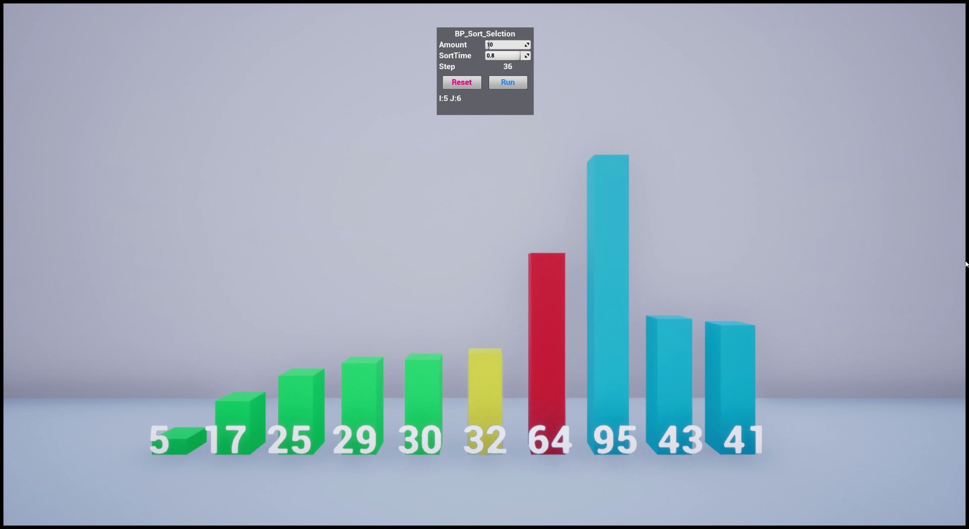 UE4_选择排序_十大经典排序算法可视化2