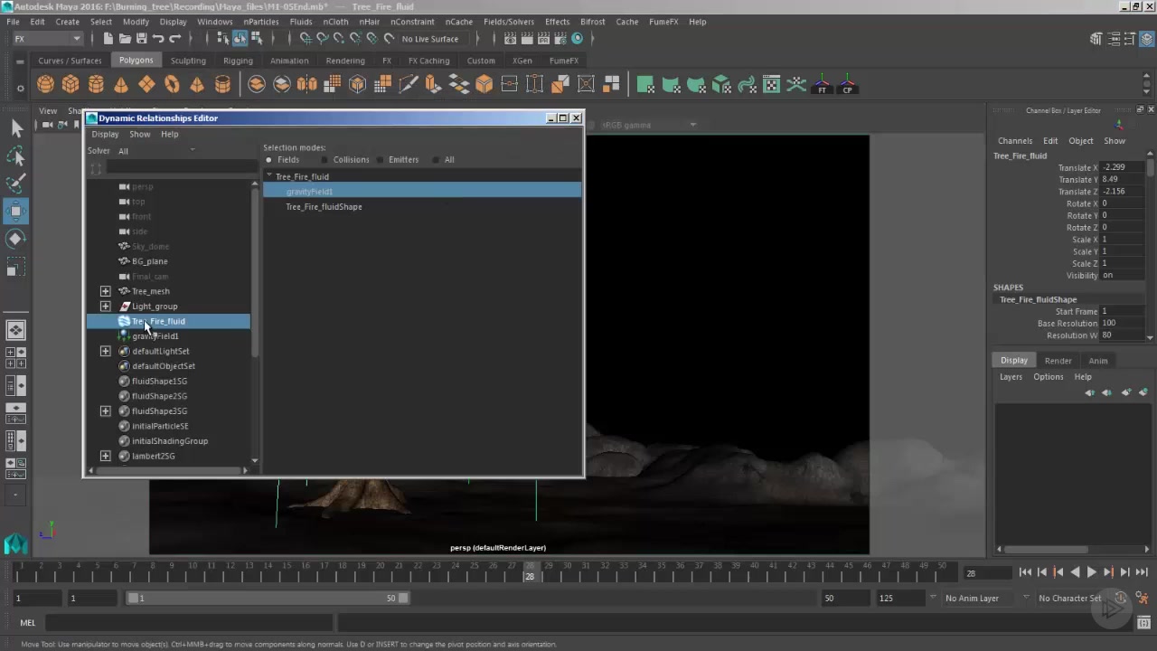 Maya树木燃烧流体与粒子特效视频教程
