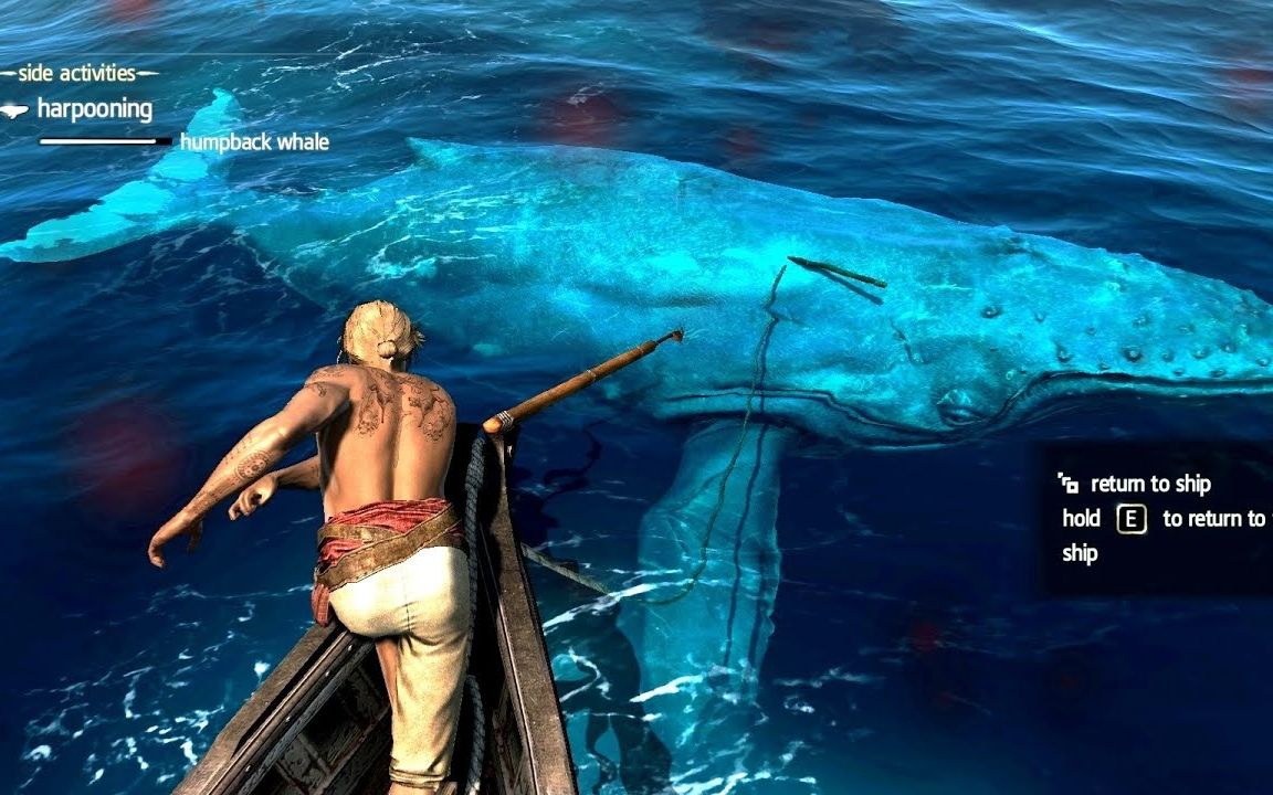 【4k60帧】刺客信条4所有鱼叉活动和白鲸(Moby Dick)