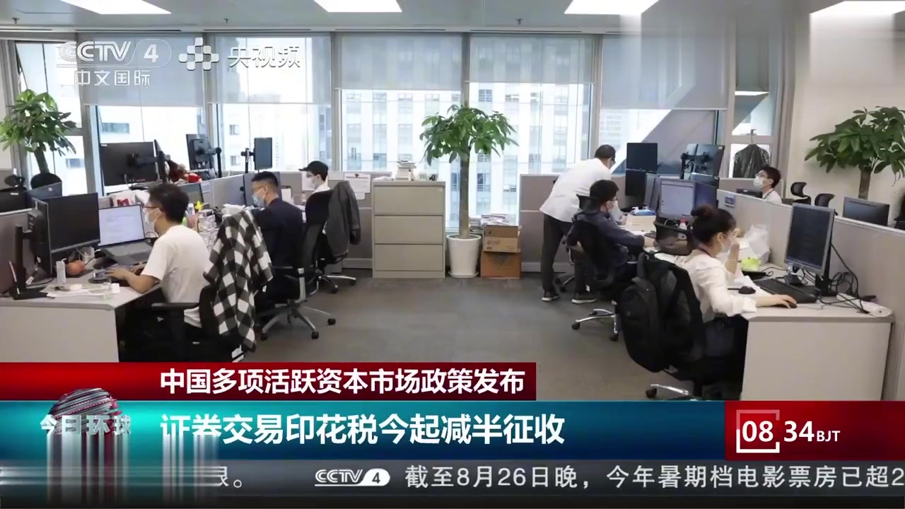 活跃资本市场证券交易印花税今起减半征收