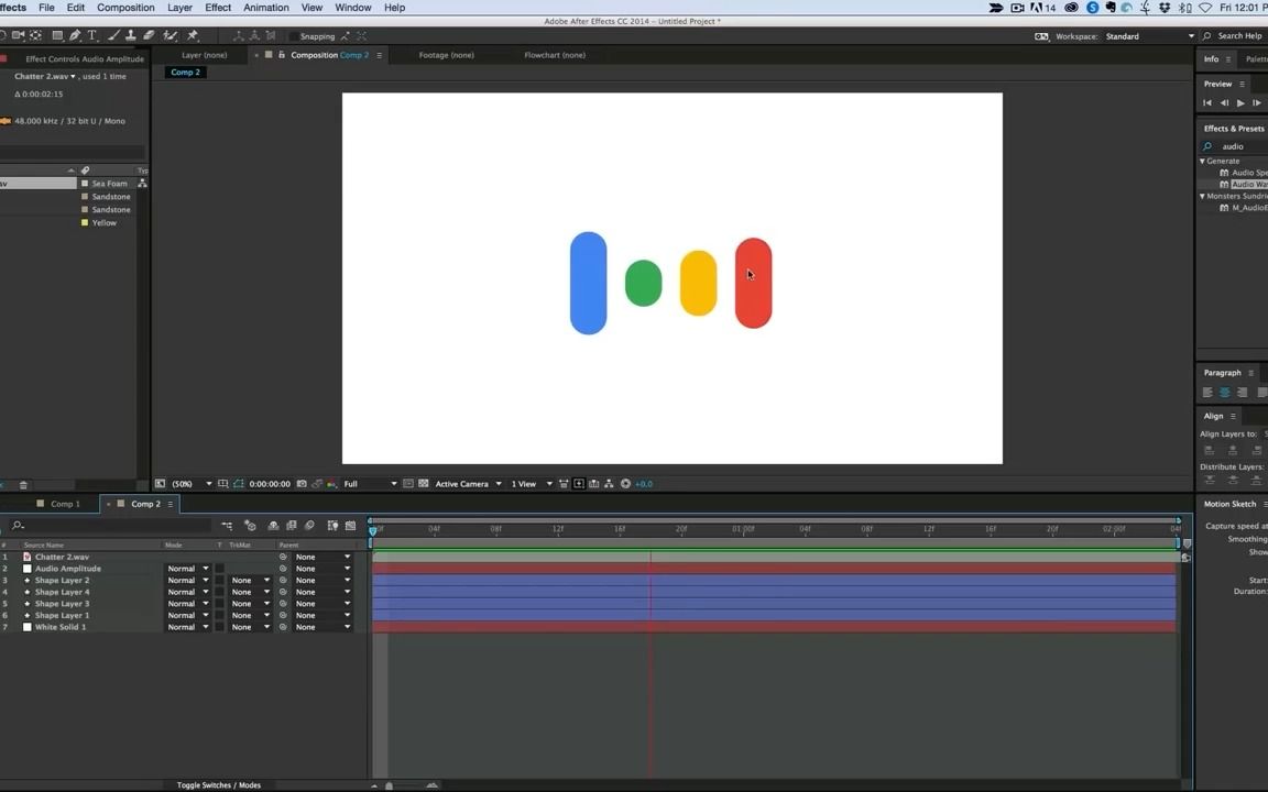 谷歌Logo标题声音节奏动画AE教程 中文字幕,结尾有操作流程