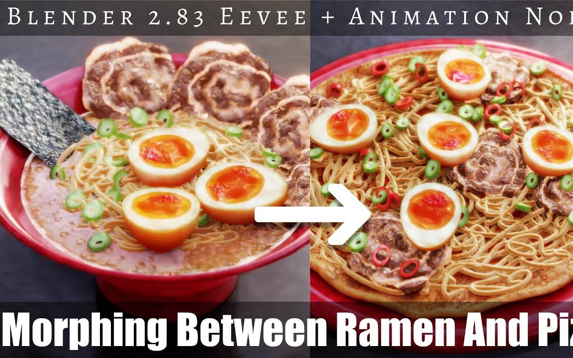 Blender 2.83 教程 Animation Nodes制作拉面变形披萨