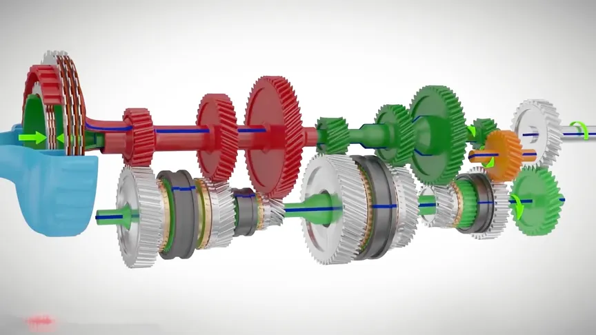 详解双离合变速器的工作原理,3D动画中文解说