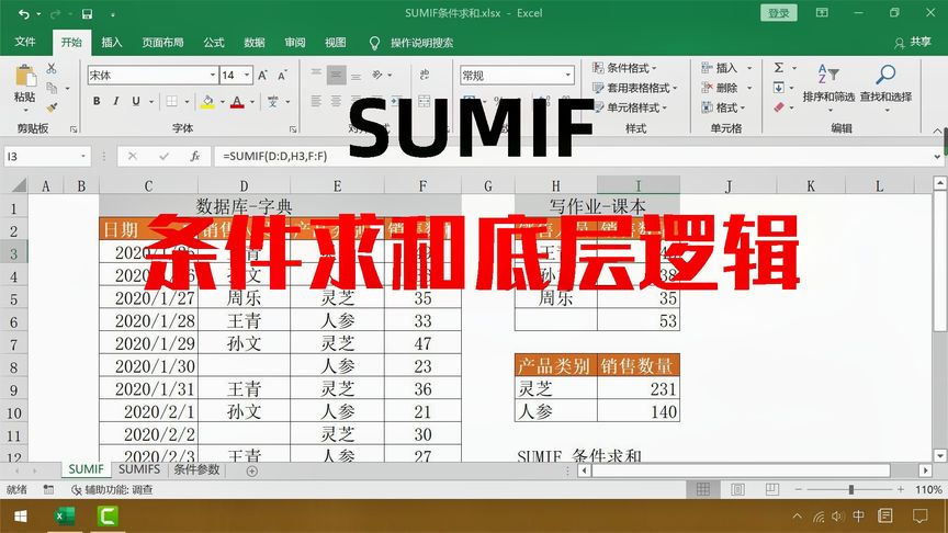SUMIF条件求和函数的底层逻辑 筛选状态下的求和