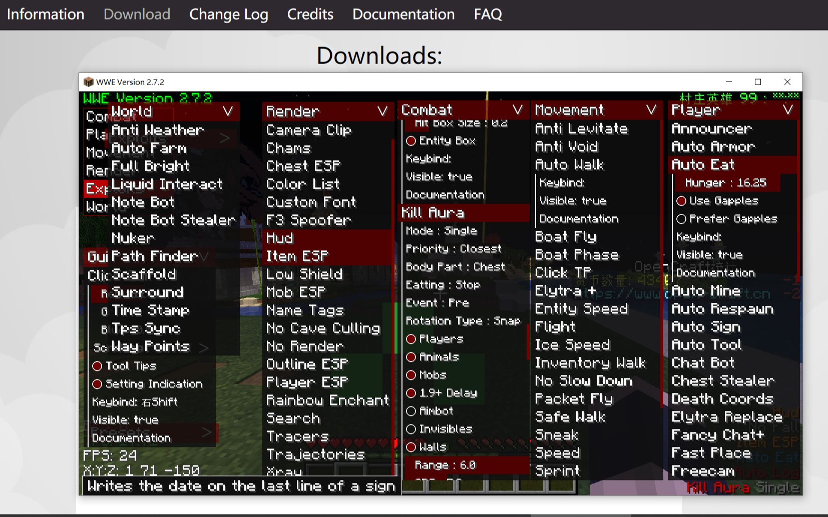 [Minecraft]1.14.4可用的pvp作弊端WWE Version: 2.7.2下载及安装教程/...