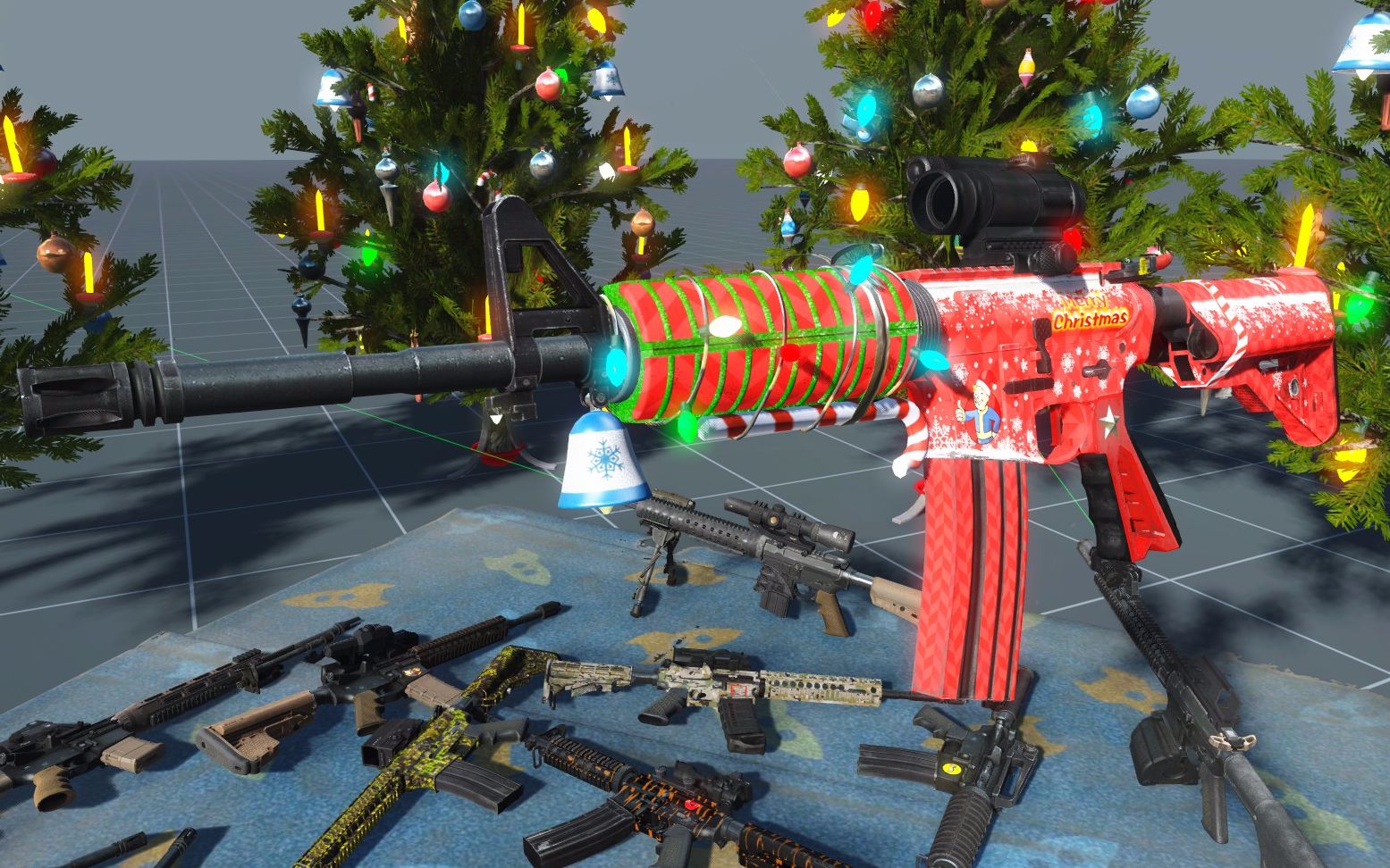 辐射4 MOD M4A1 圣诞完工~!了一部分