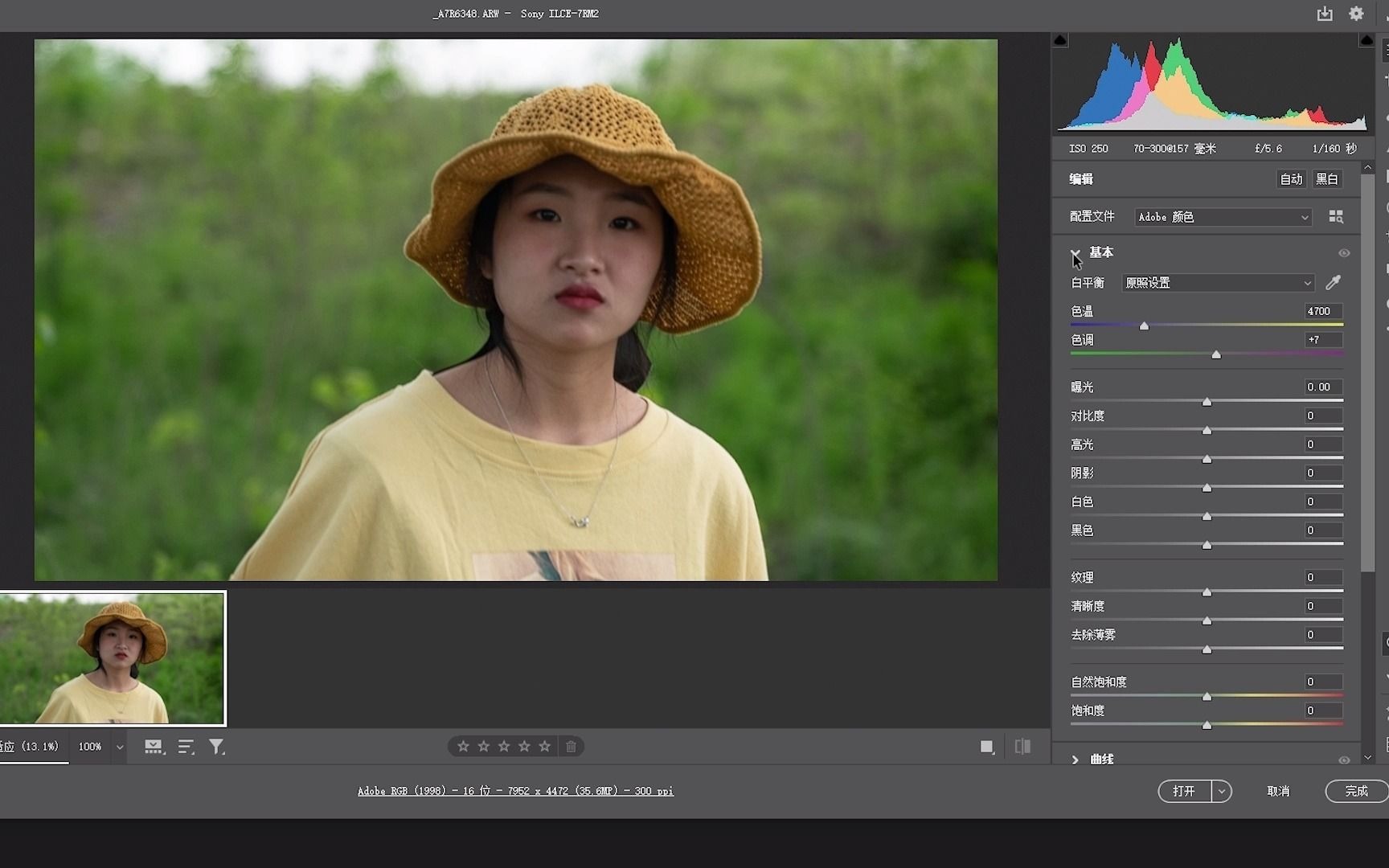 Camera Raw系列教程,使用人像摄影片子,实例讲解ACR基本调整面板