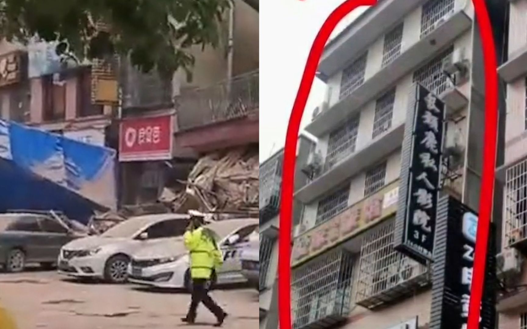 突发情况!长沙医学院附近一楼体突然倒塌,街道上腾起巨大烟尘