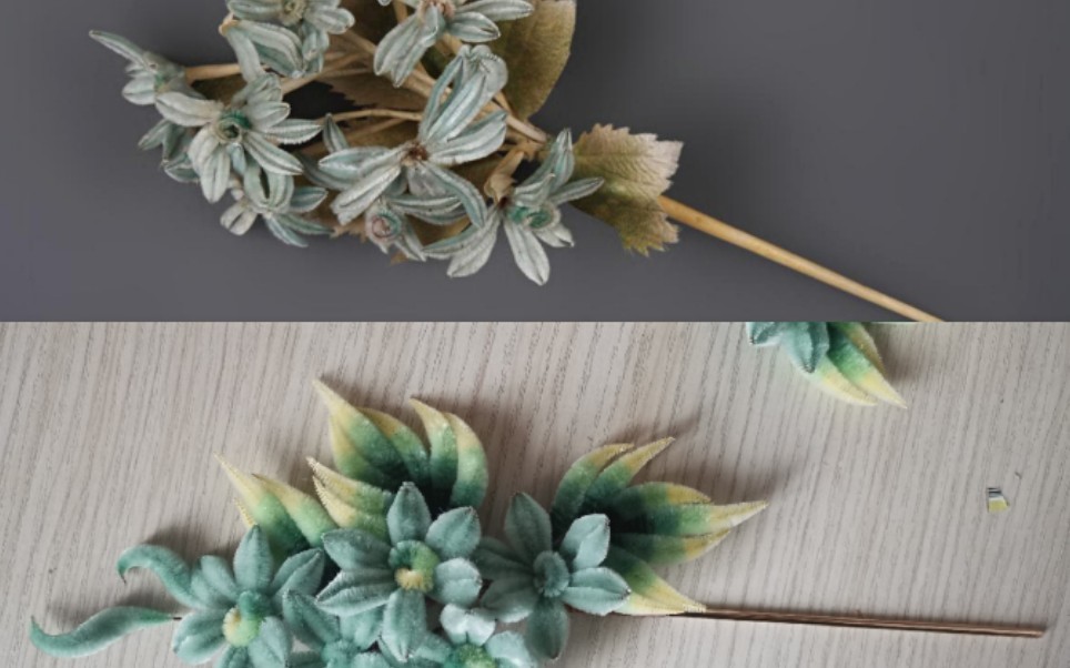 非物质文化遗产 不完美的仿故宫文物绒花簪 下次我需要自己染色了