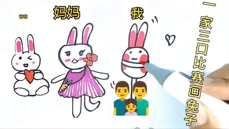 一家三口比赛画兔子,我的是什么兔子呢