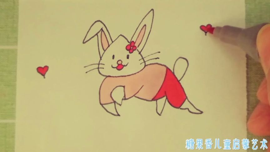 创意儿童画十二生肖兔简笔画卡通动漫亲子育儿小朋友学画画