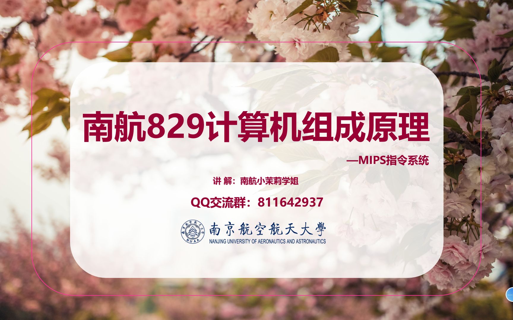 【南航计算机考研829专业课】计算机组成原理之MIPS指令系统(袁...