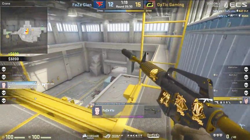 |CSGO|M4A1系列1-M4A1教科书般的“带套”波水流,轻松1V4