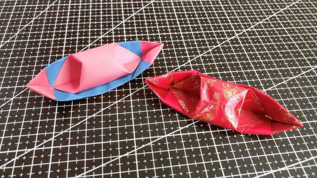 手工折纸又一款简单的纸船折法教程,.