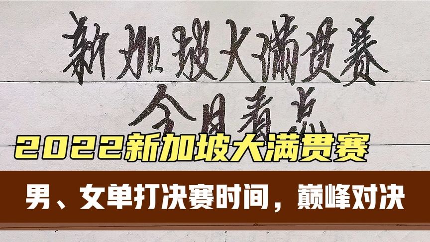 2022新加坡大满贯赛决赛时间,真正的巅峰对决,精彩不容错过