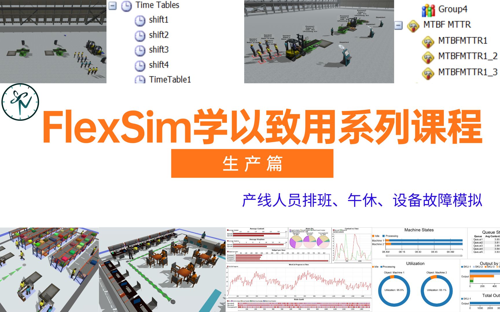 FlexSim学以致用系列课程——生产篇之产线人员排班、午休、设备...