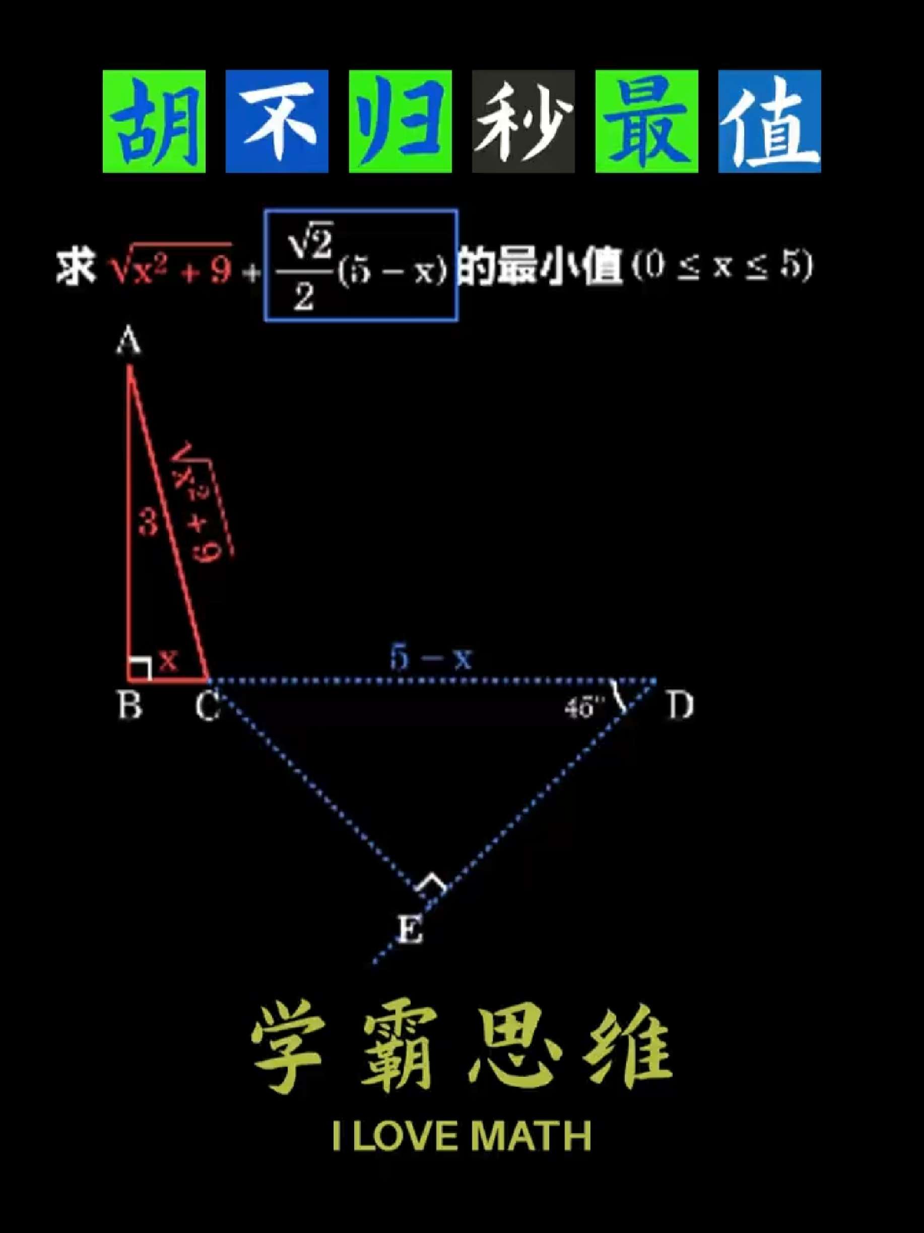 胡不归模型秒最值 #数学思维 #每天跟我涨知识 #初中数学 #会动的...
