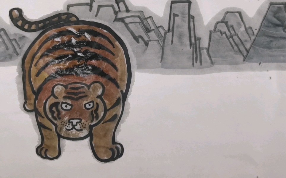 水墨国画,老虎图