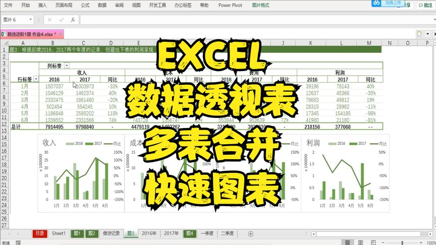 EXCEL数据透视表 24 多表合并 SQL+图表分析