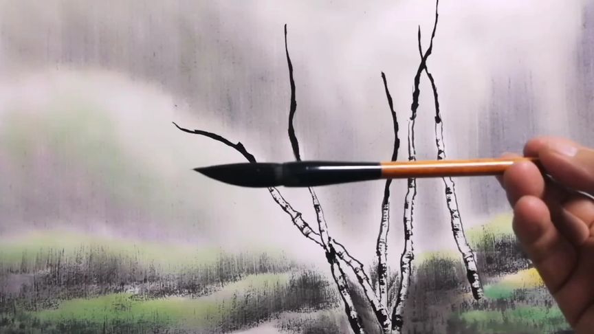 画一组白桦林的简单方法