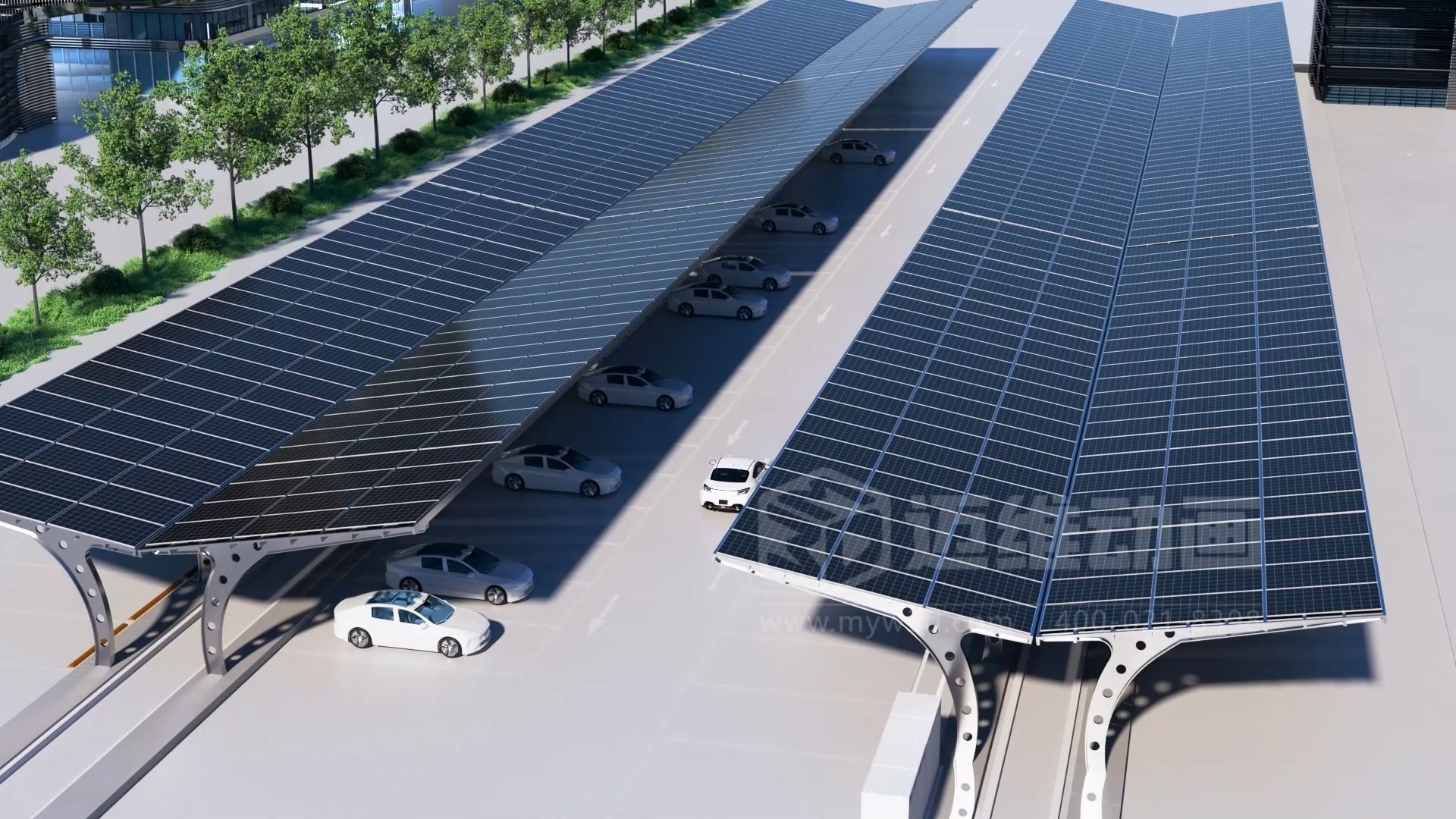 光伏充电桩-新能源-光伏产业宣传展示三维动画