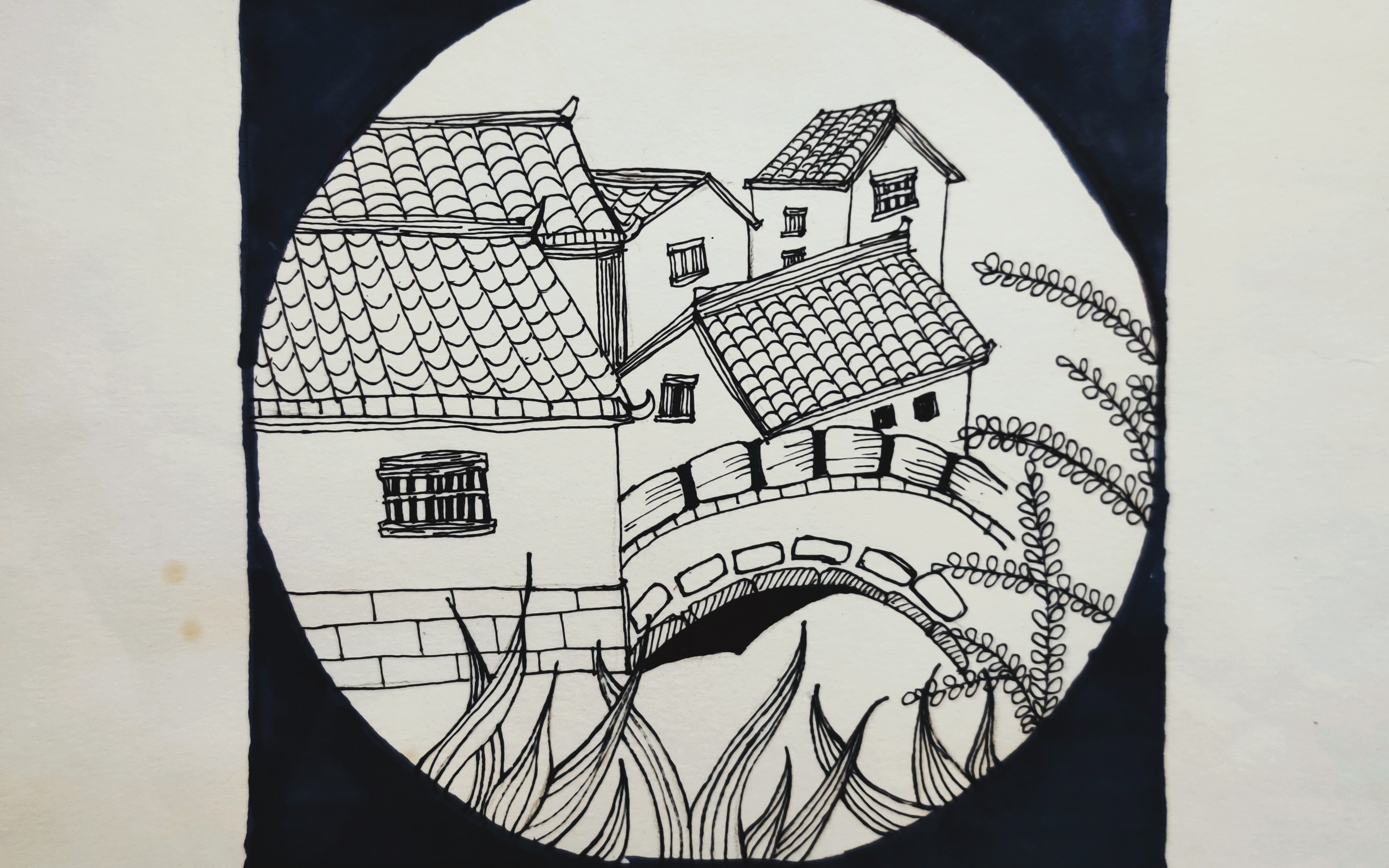 【线描】适合新手,超简单的线描风景画